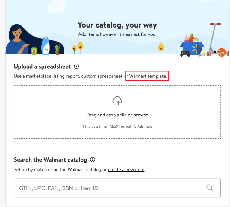 New Item Setup via Walmart Seller Center